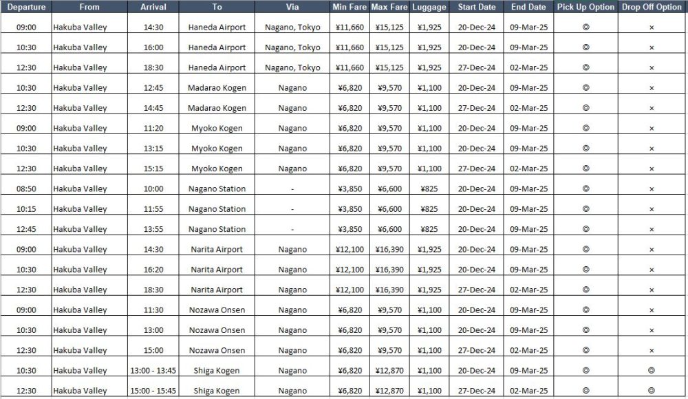 Book Nagano Snow Shuttle | Instant Confirmation